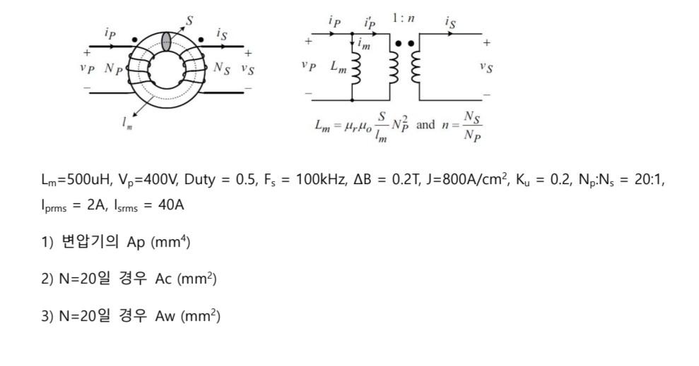 Solved Find Ap,Ac,Aw of the transformer with the following | Chegg.com