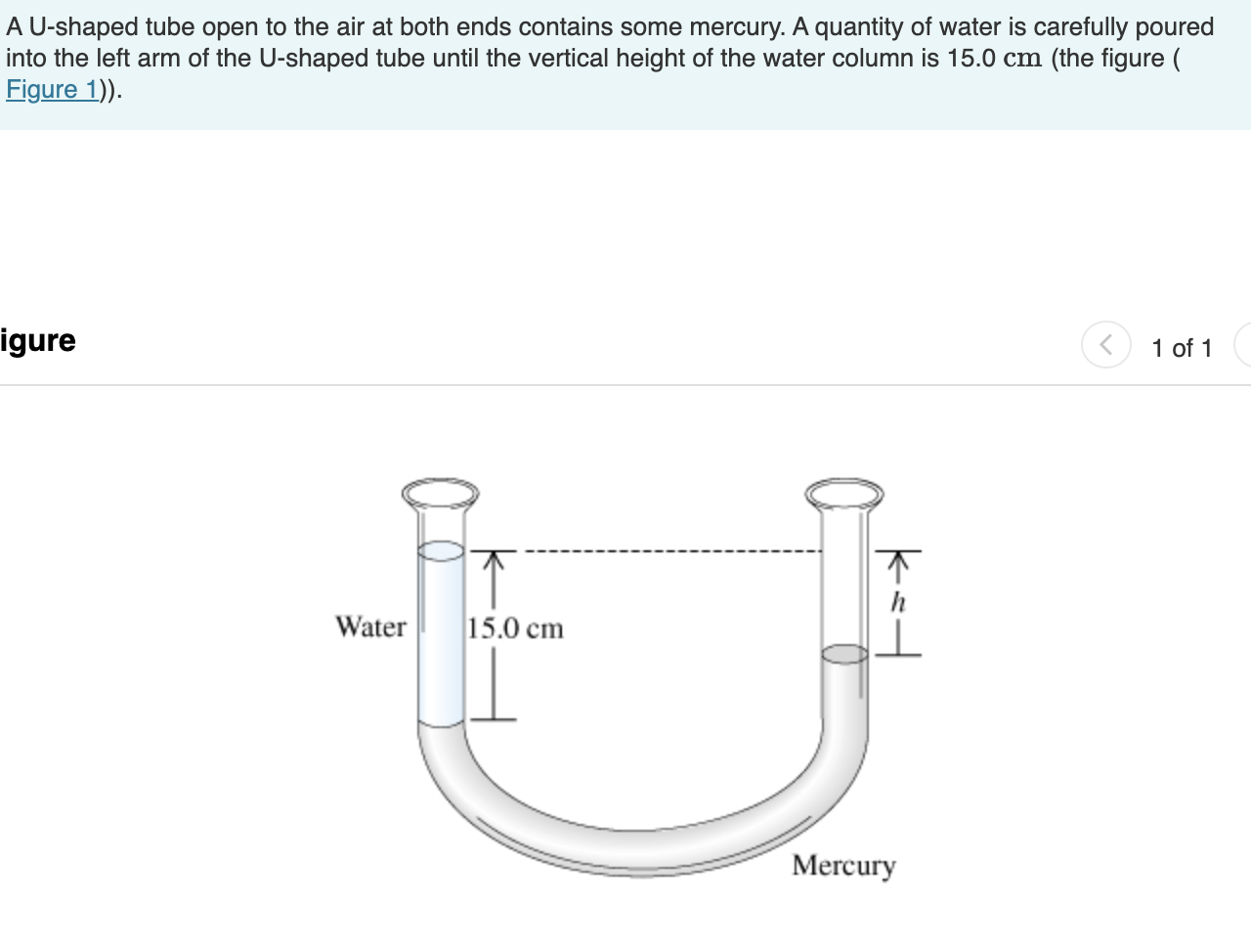 Solved A U-shaped tube open to the air at both ends contains | Chegg.com