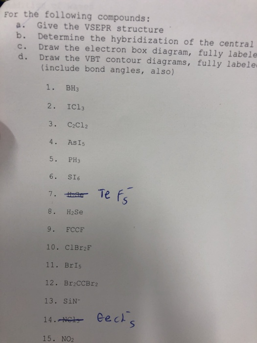 Solved For the following compounds: a. Give the VSEPR | Chegg.com