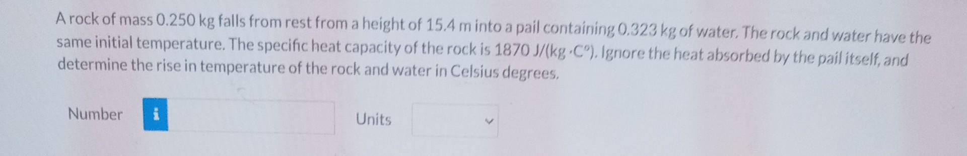 Solved A rock of mass 0.250 kg falls from rest from a height | Chegg.com