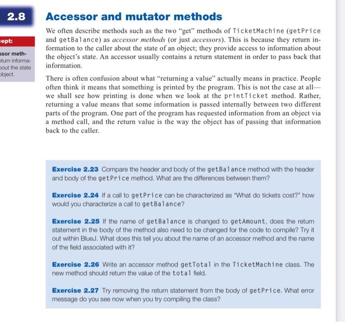 Solved Accessor and mutator methods We often describe | Chegg.com Solved Accessor and mutator methods We often describe | Chegg.com
