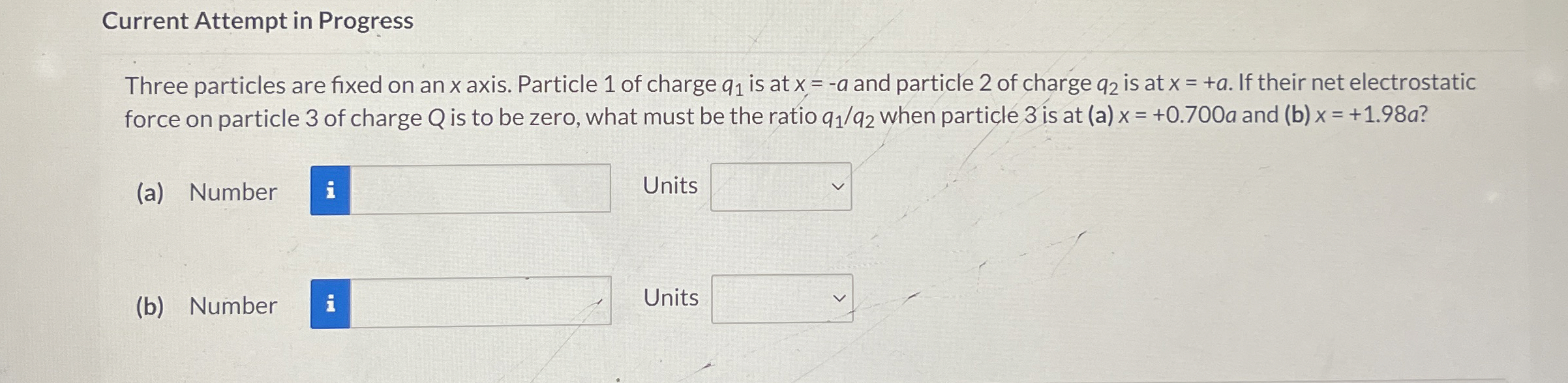 Solved Current Attempt in ProgressThree particles are fixed | Chegg.com