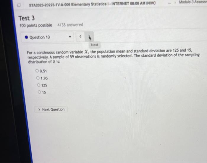 Solved STA2023-20223-1V-A-006 Elementary Statistics 1- | Chegg.com