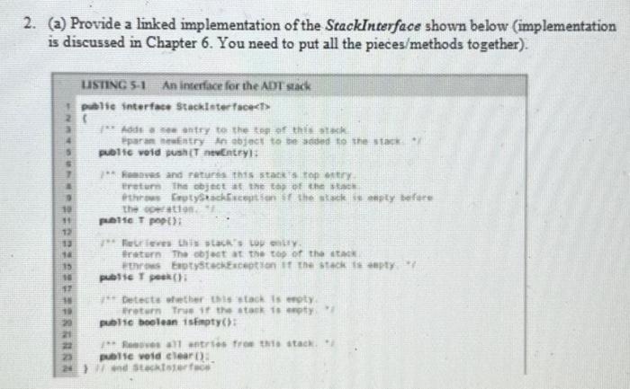 Solved Please help me solve this in javaa) Provide a linked | Chegg.com