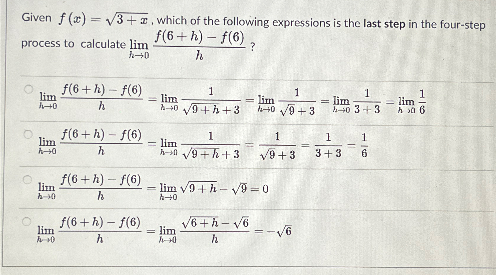 Solved Given f(x)=3+x2, ﻿which of the following expressions | Chegg.com