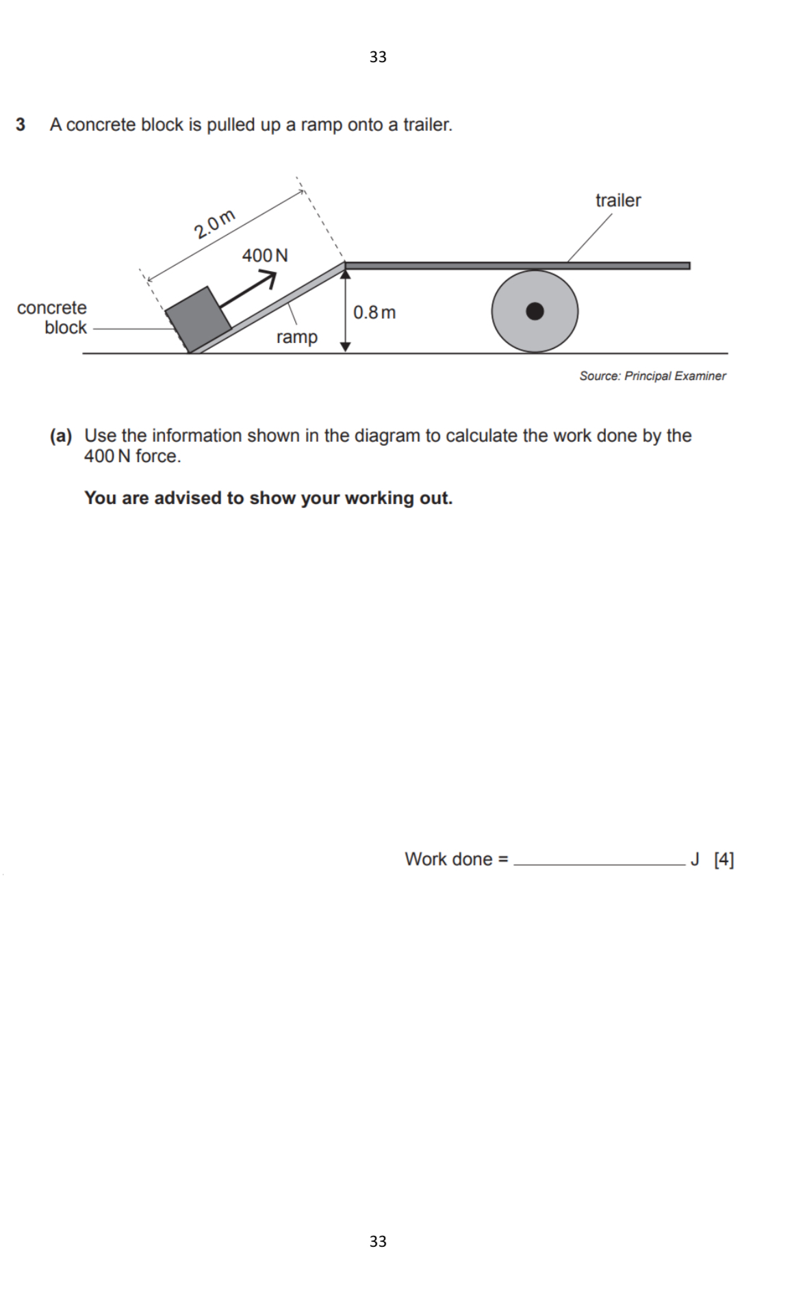 Solved 333 ﻿A concrete block is pulled up a ramp onto a | Chegg.com