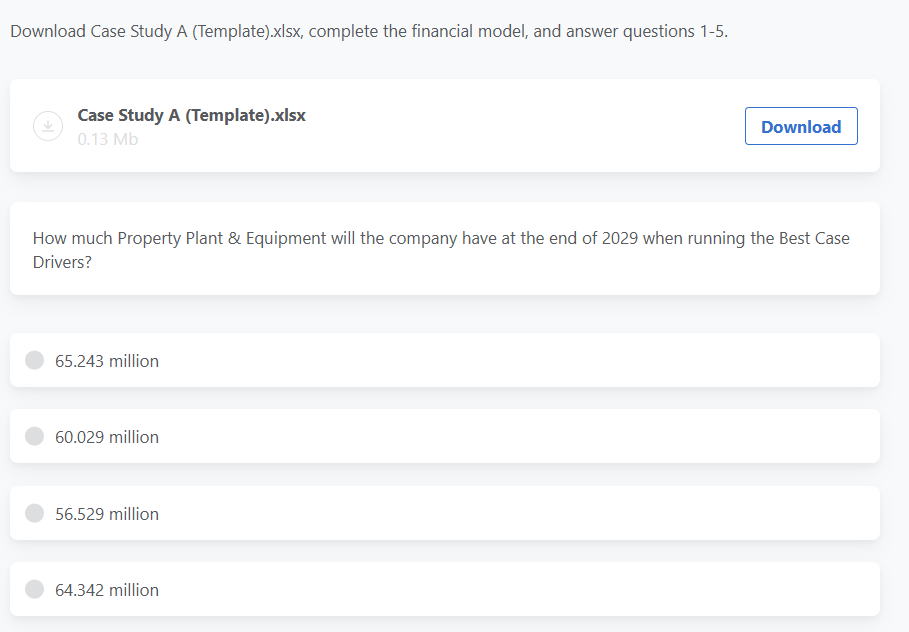 Solved Download Case Study A (Template).xlsx, ﻿complete the | Chegg.com