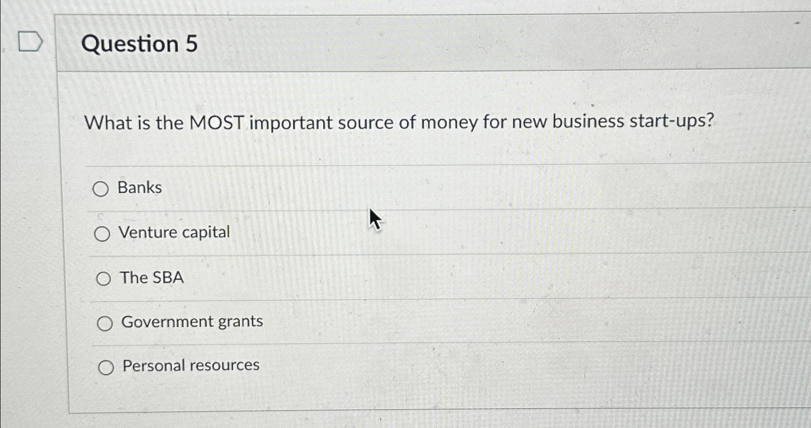 Solved Question 5What is the MOST important source of money | Chegg.com