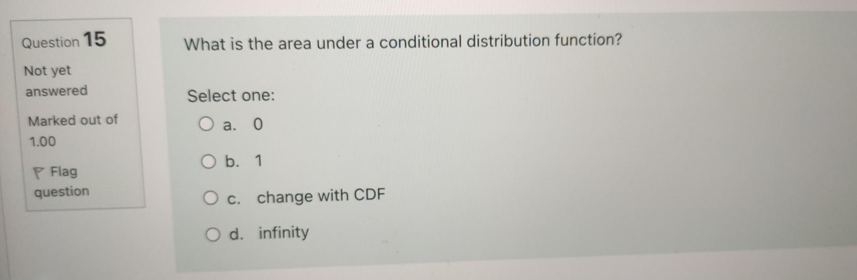 Solved Question 15 What Is The Area Under A Conditional 4684