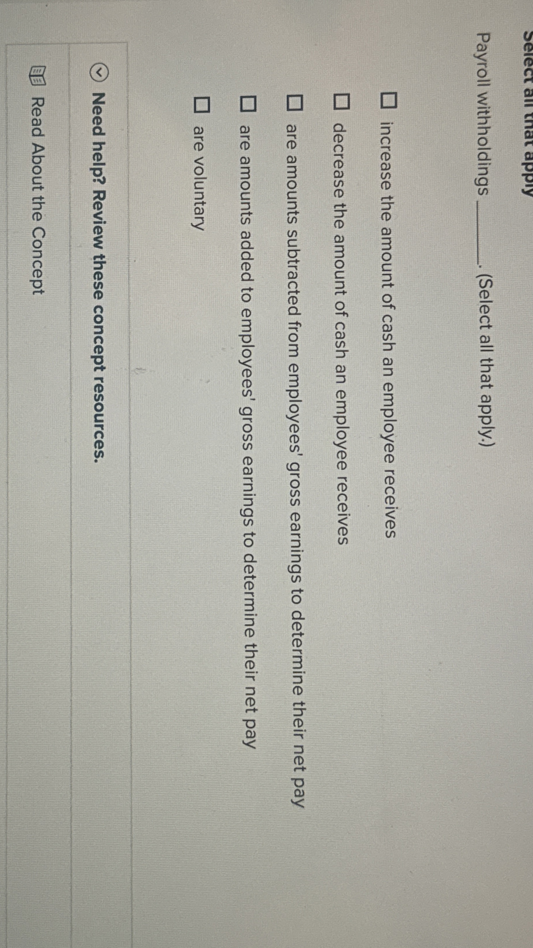 Solved Payroll withholdings (Select all that | Chegg.com