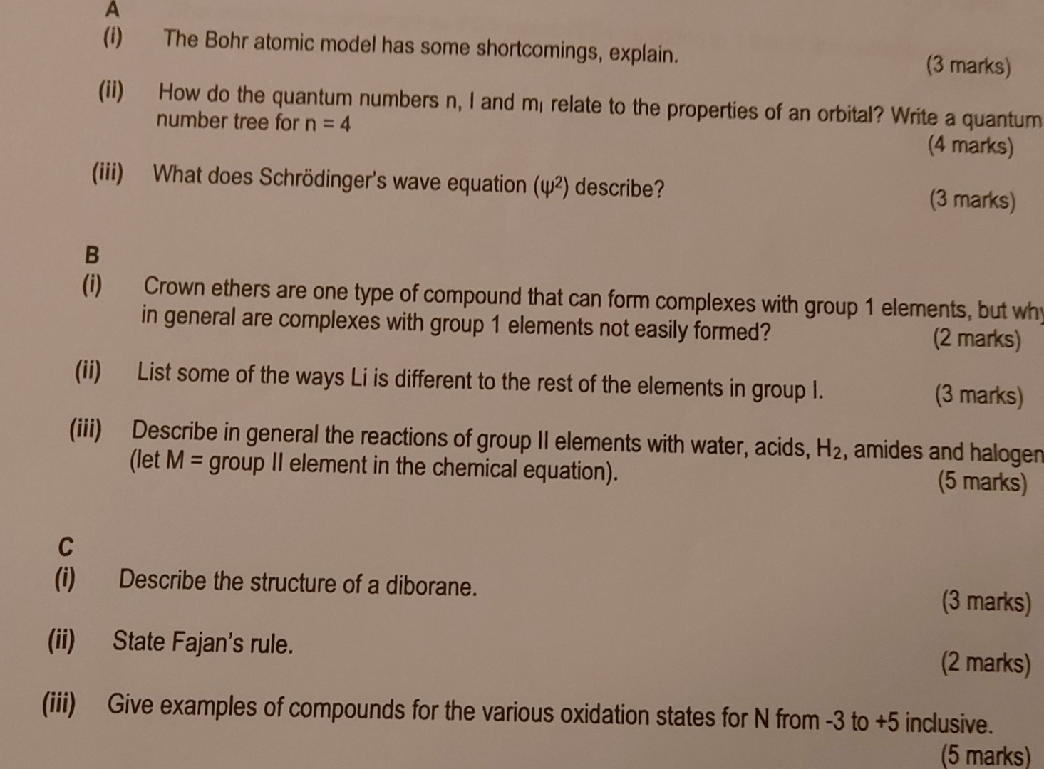 Solved A(i) ﻿The Bohr atomic model has some shortcomings, | Chegg.com