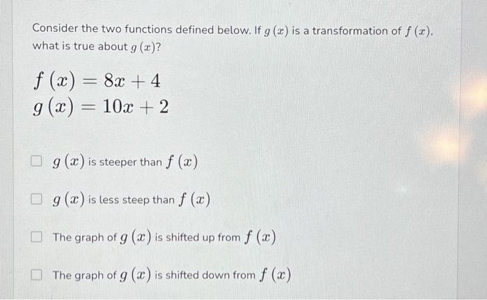 Solved Consider the two functions defined below. If g (x) is | Chegg.com