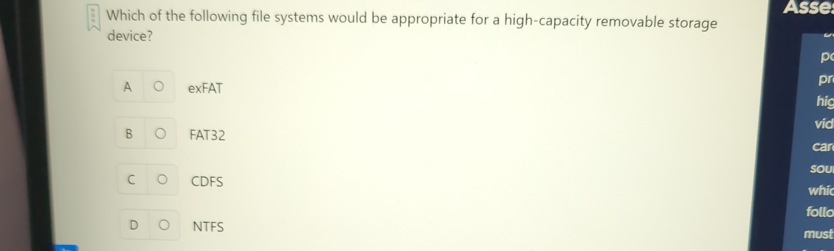 Solved Which of the following file systems would be | Chegg.com