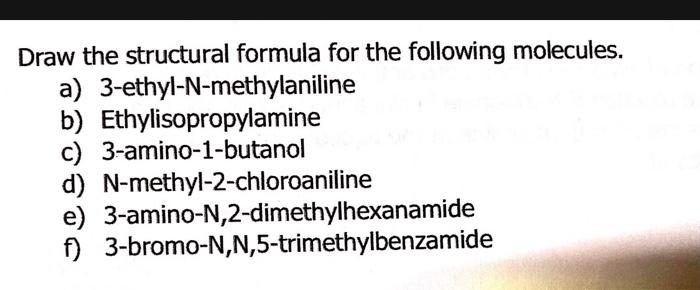 Solved Draw the structural formula for the following | Chegg.com