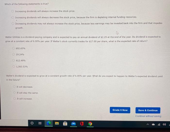 Solved 1. Expected returns, dividends, and growth The | Chegg.com