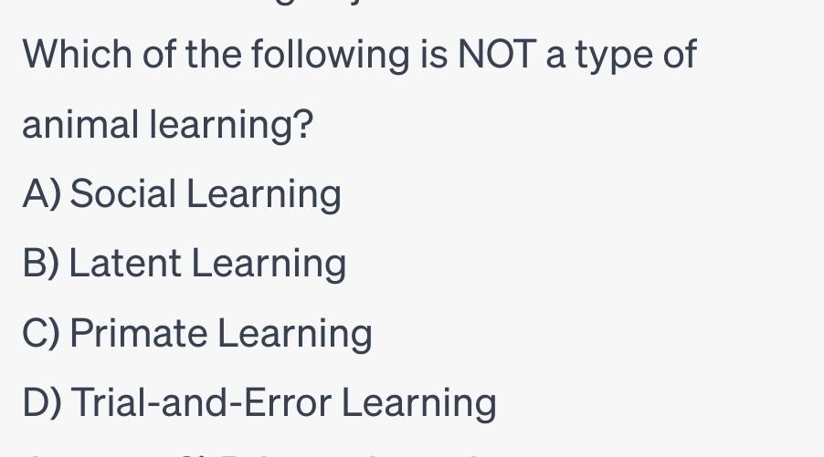 Solved Which of the following is NOT a type of animal | Chegg.com
