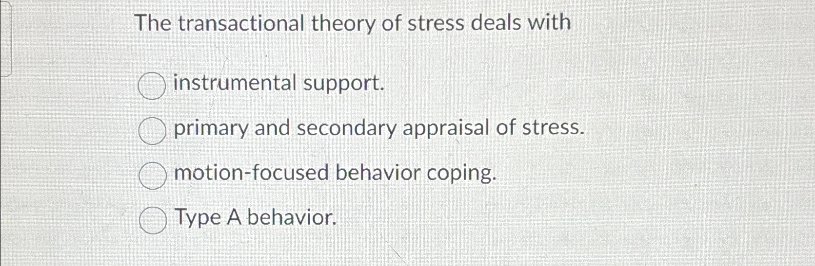 Solved The transactional theory of stress deals | Chegg.com