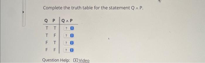 Solved Complete the truth table for the statement Q∧P. | Chegg.com