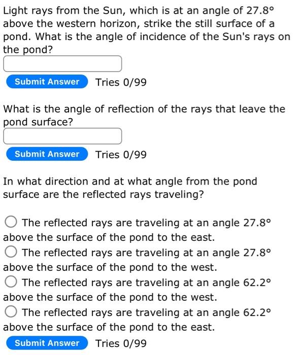 Solved Light rays from the Sun, which is at an angle of | Chegg.com