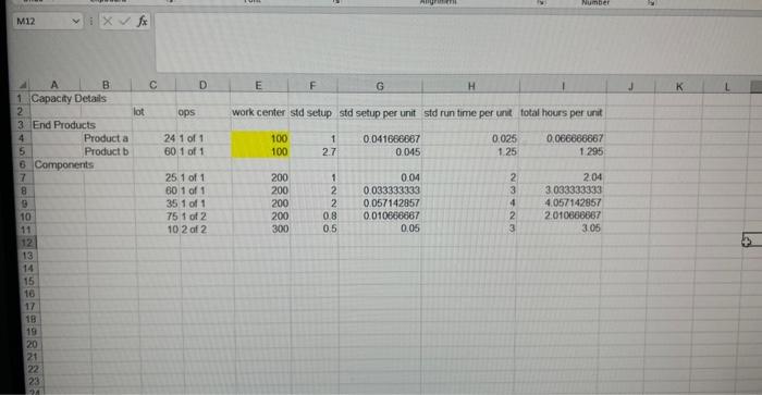 Solved please us capacity bill planning on the following | Chegg.com