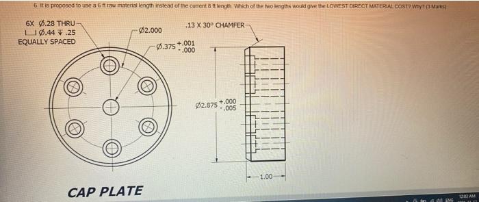 Solved 2. Refer to the drawing of the CAP PLATE and given | Chegg.com