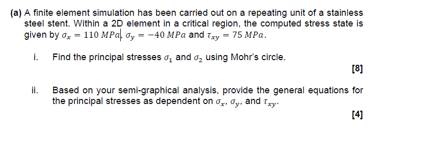 Solved (a) ﻿A finite element simulation has been carried out | Chegg.com