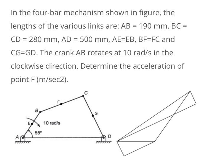 Solved In the four-bar mechanism shown in figure, the | Chegg.com