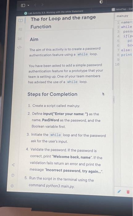 Solved The for Loop and the range Function Aim The aim of | Chegg.com
