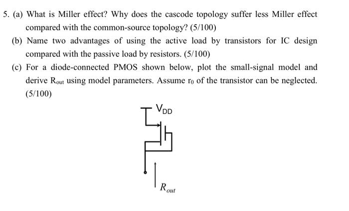 Solved 5. (a) What is Miller effect? Why does the cascode | Chegg.com