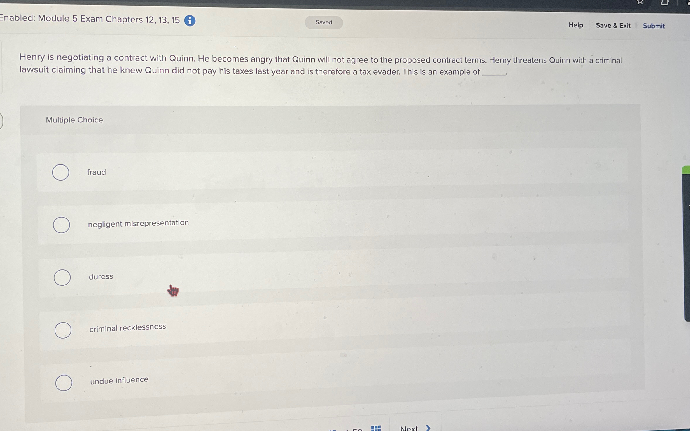 Solved Enabled: Module 5 ﻿Exam Chapters 12, 13, 15 | Chegg.com