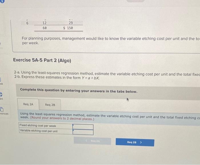 Solved Required information Exercise 5A-5 (Algo) | Chegg.com