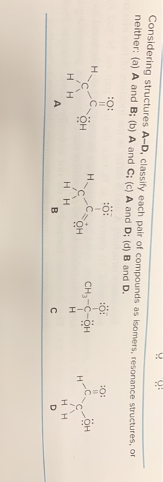Solved Considering structures A-D, classify each pair of | Chegg.com