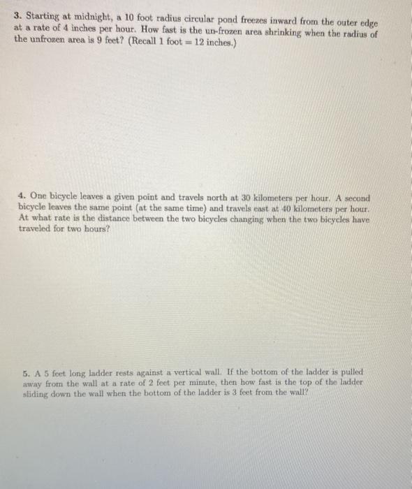 Solved 3. Starting at midnight, a 10 foot radius circular | Chegg.com