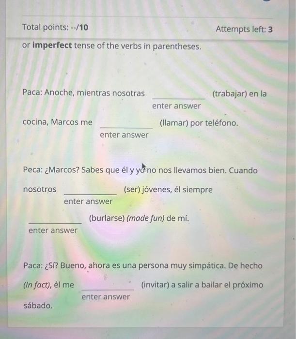 Total points: −−/10 Attempts left: 3 or imperfect | Chegg.com