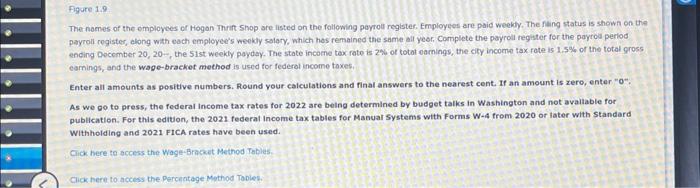 To use the wage-bracket method for Manual Payroll | Chegg.com