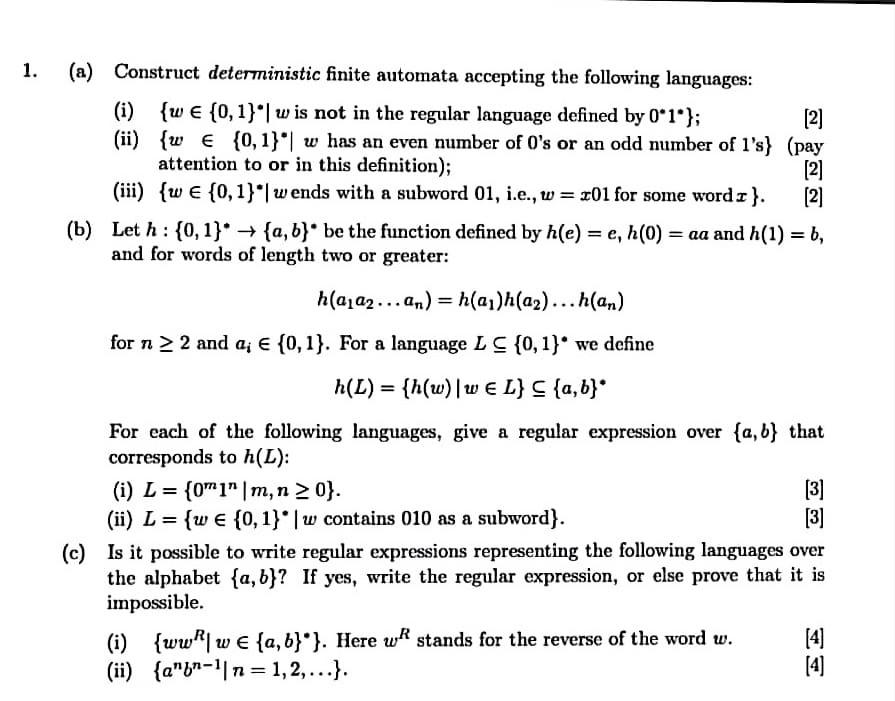 Solved 1 A Construct Deterministic Finite Automata