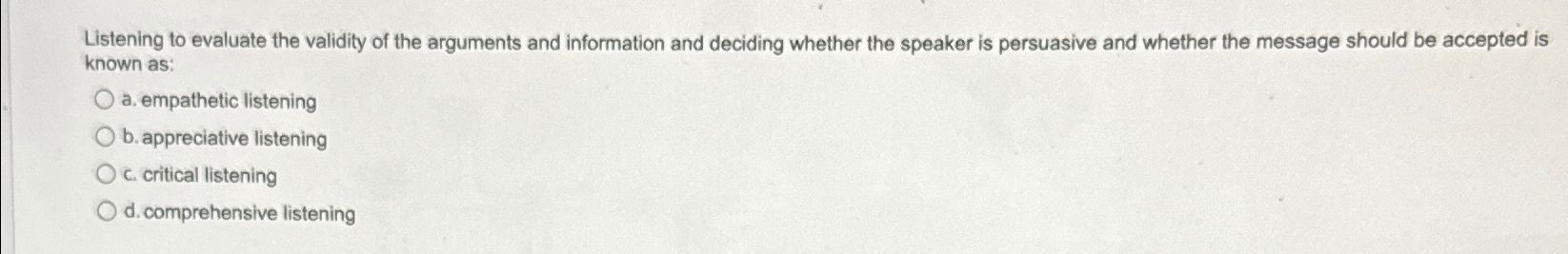 Solved Listening to evaluate the validity of the arguments | Chegg.com