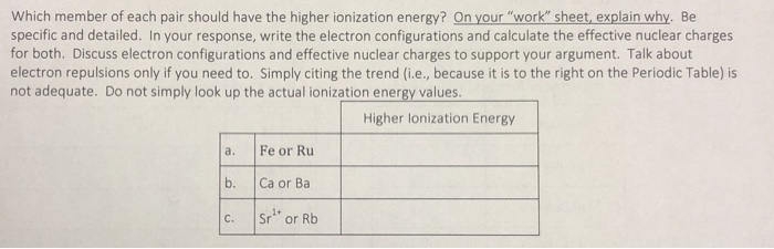 Solved Which member of each pair should have the higher | Chegg.com