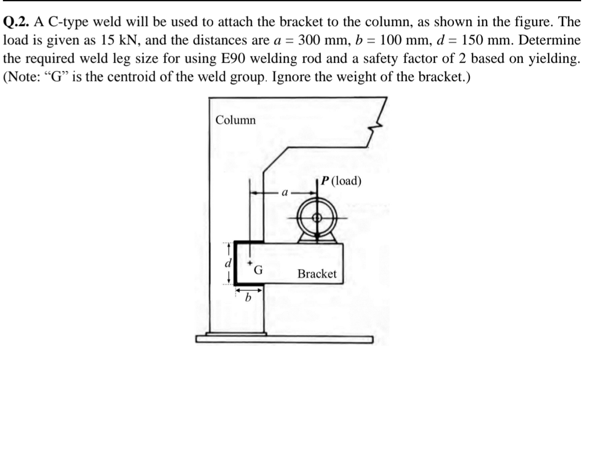 Solved Q.2. ﻿A C-type weld will be used to attach the | Chegg.com