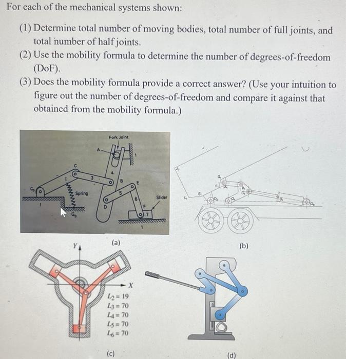 Solved or each of the mechanical systems shown: (1) | Chegg.com