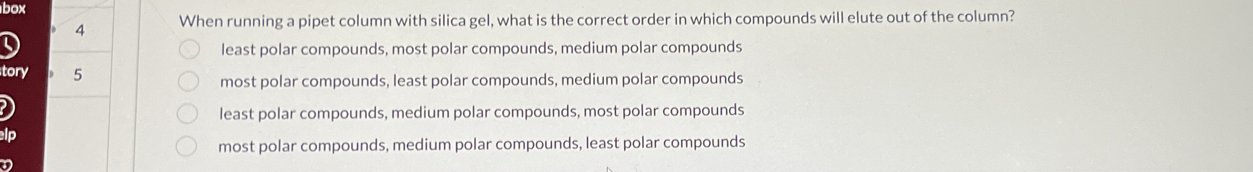 Solved When running a pipet column with silica gel, what is | Chegg.com