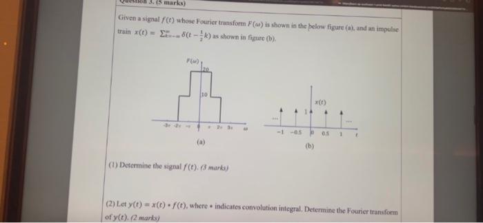 Solved 3. marks) Given a signal ) whose Fourier transform() | Chegg.com