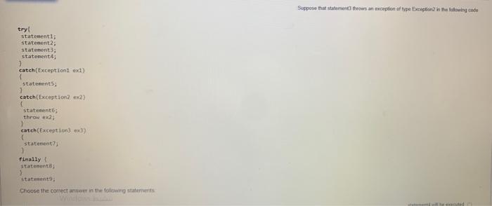 Solved try statement1; statement2; statement3; statement4; ) | Chegg.com