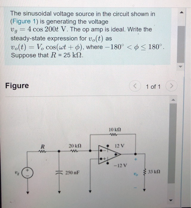 Solved The sinusoidal voltage source in the circuit shown in | Chegg.com