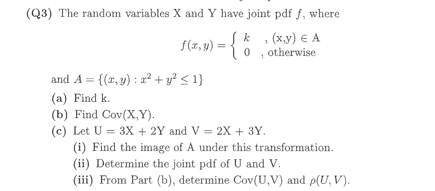 Solved (Q3) ﻿The random variables X and Y have joint pdff, | Chegg.com