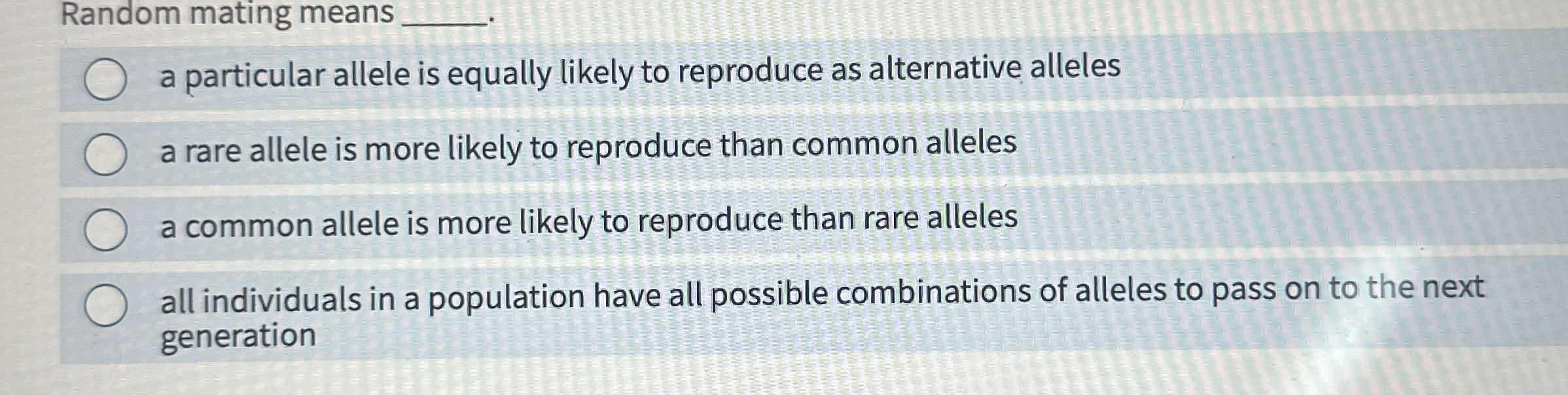 Solved Random mating means q,a particular allele is equally | Chegg.com