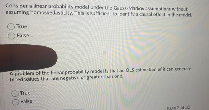 Solved Consider a linear probability model under the | Chegg.com