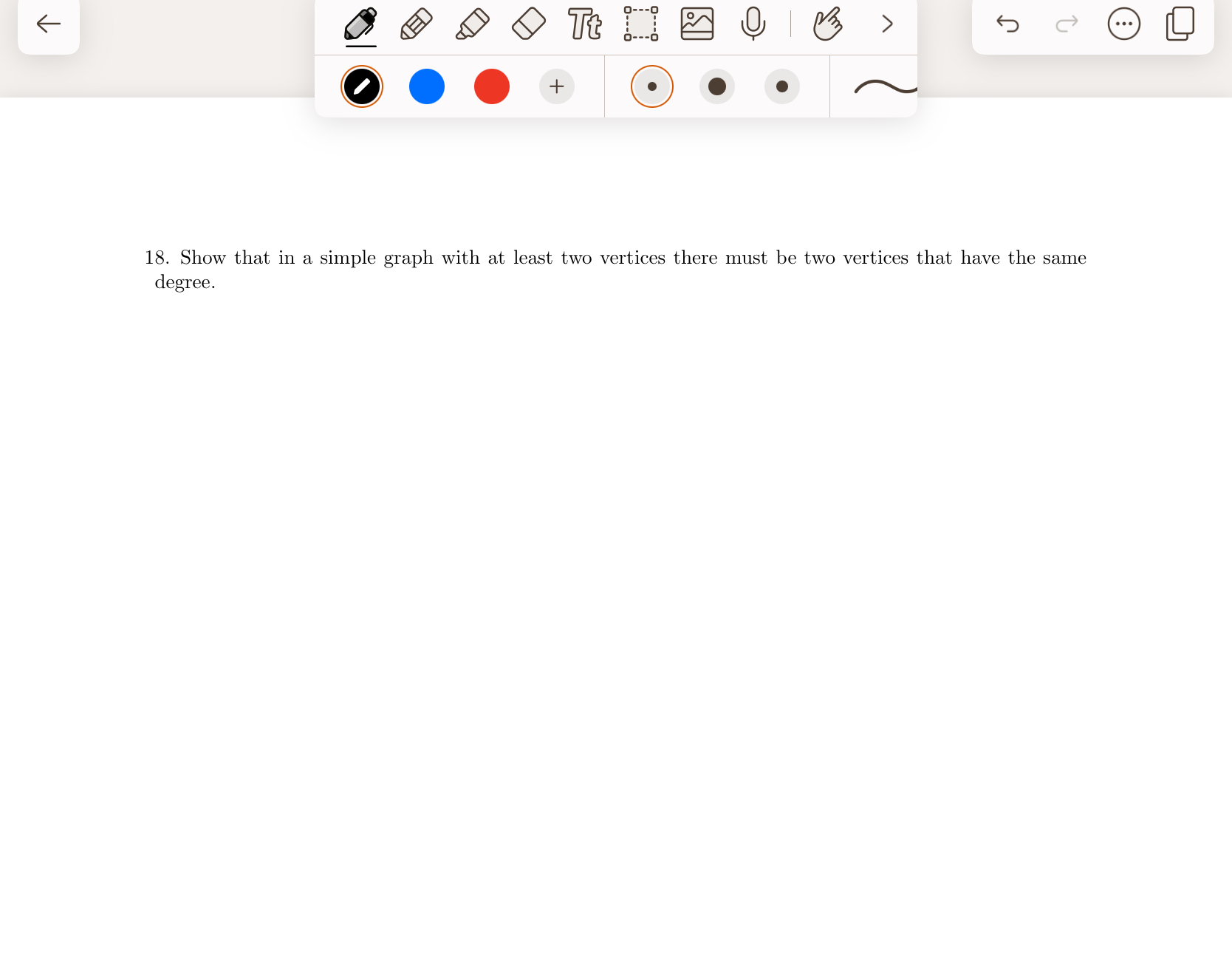 C18. ﻿Show that in a simple graph with at least two | Chegg.com