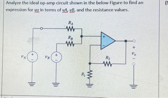 Solved Analyze the ideal op-amp circuit shown in the below | Chegg.com