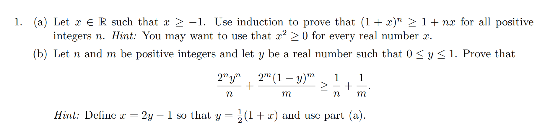 Solved 1. (a) ﻿Let x in R ﻿such that x ≥ -1. ﻿Use | Chegg.com